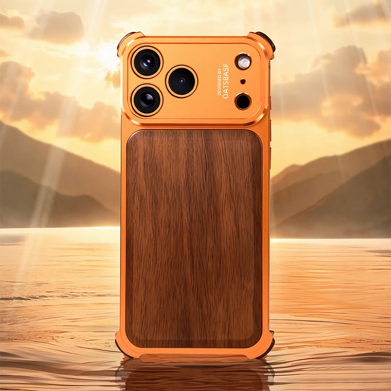 Oatsbasf Armour MagSafe Aluminum Bumper Walnut Wood Air Cushion Shockp ...