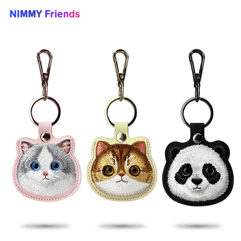 Nimmy Friends Big Eyes Cute Pets Embroidery Apple AirTag Case Holder K ...